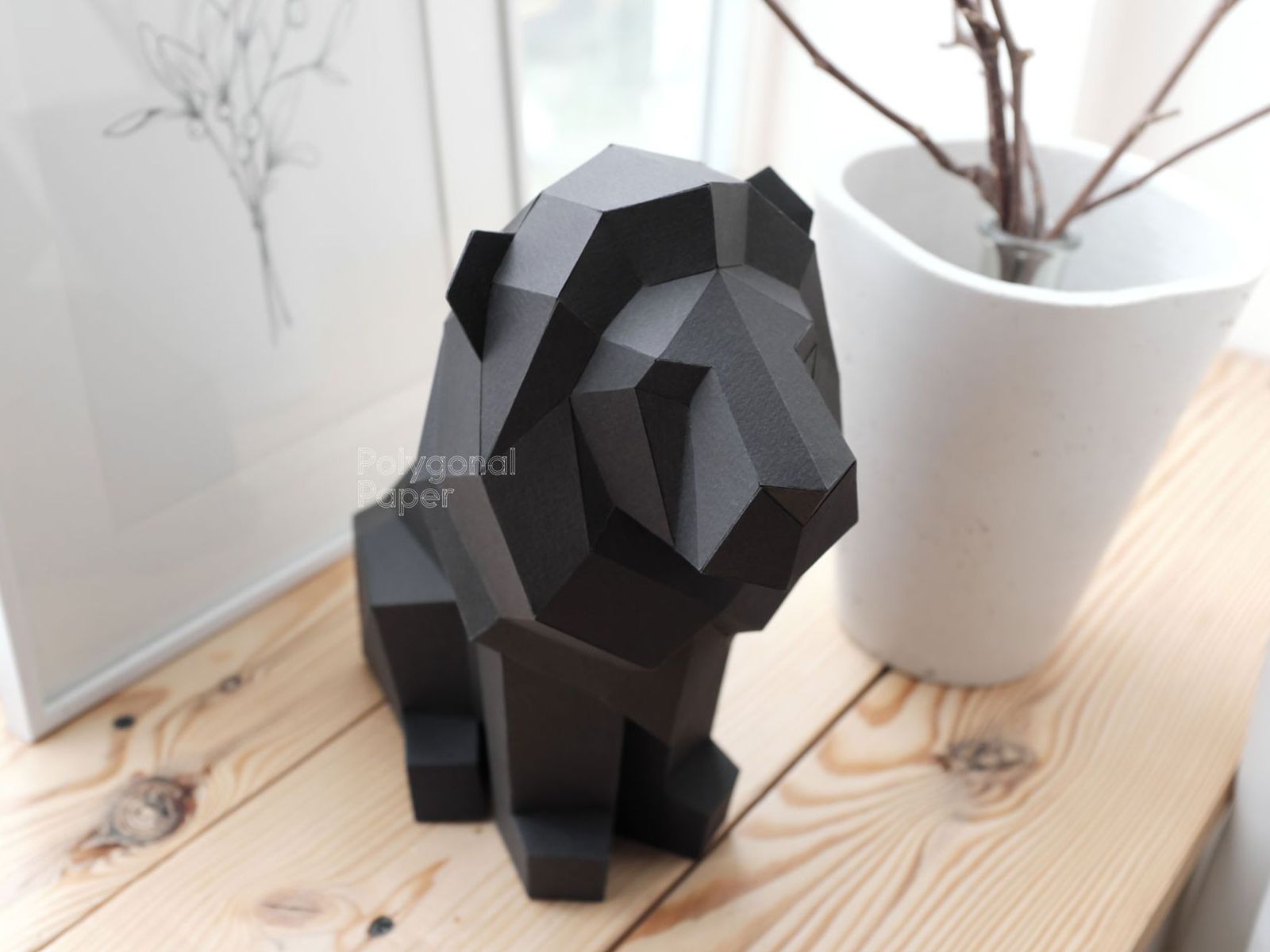 Polygonal Paper — Table Lion: Papercraft Scheme for Printing