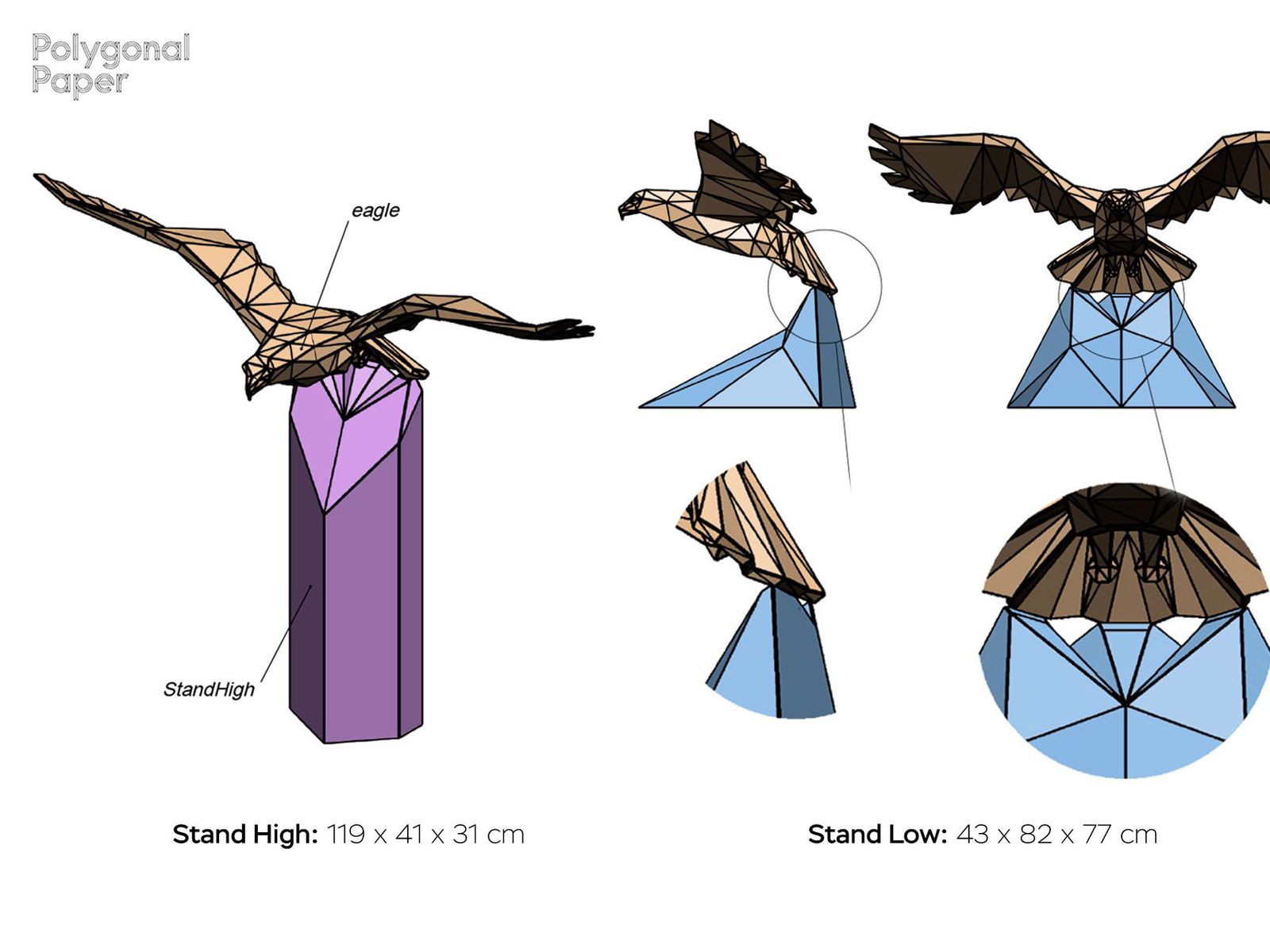 Polygonal Paper — Metal Template: Eagle