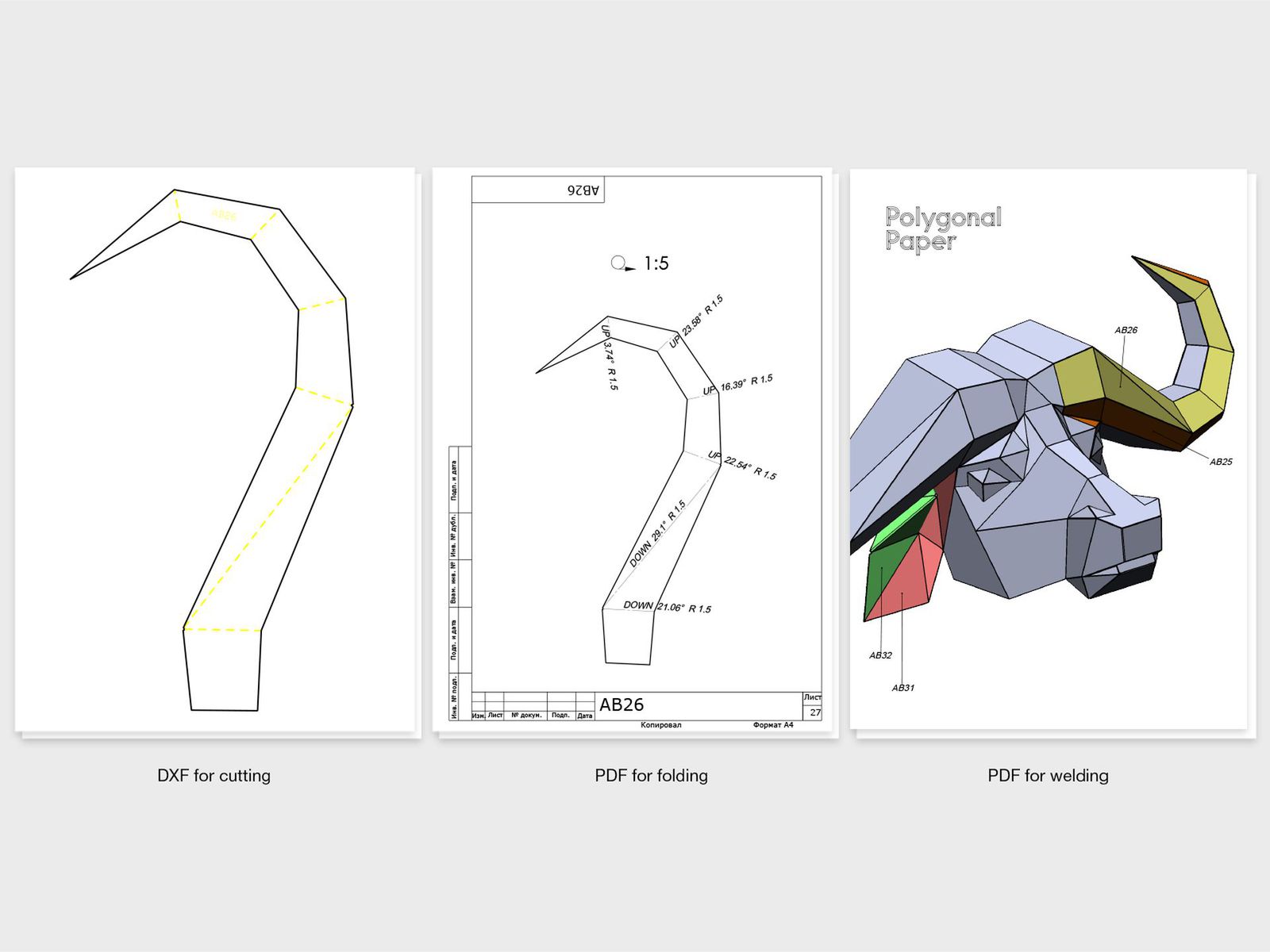 Polygonal Paper — Metal Template: Buffalo