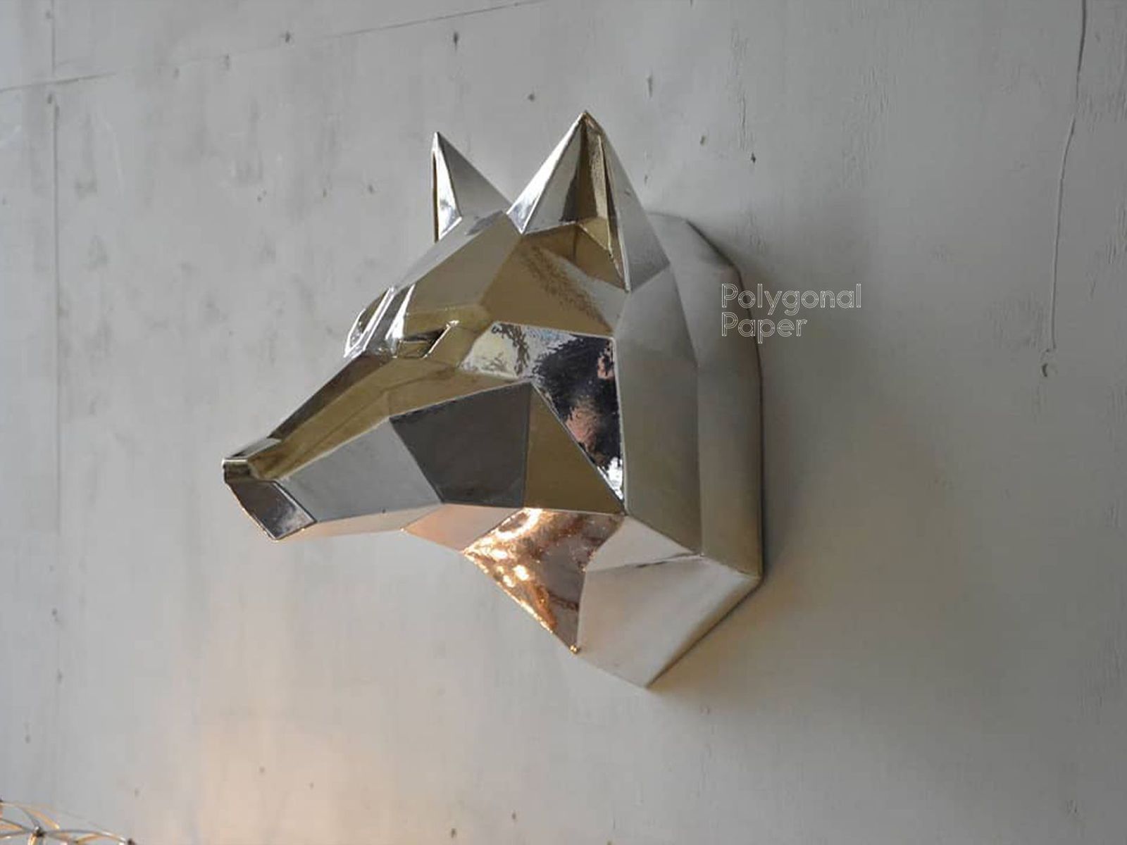 Polygonal Paper — Metal Template: Wolf Head