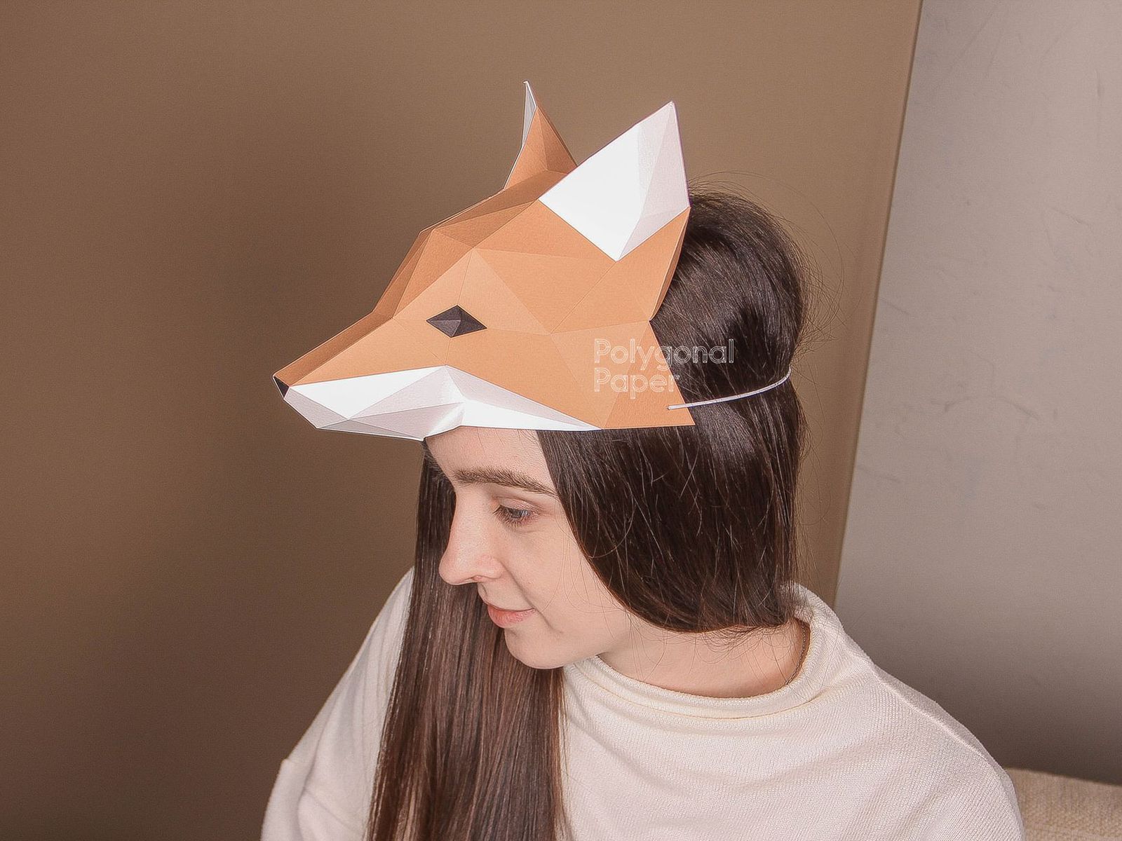 Polygonal Paper — Mask of Fox: Papercraft Scheme for Printing