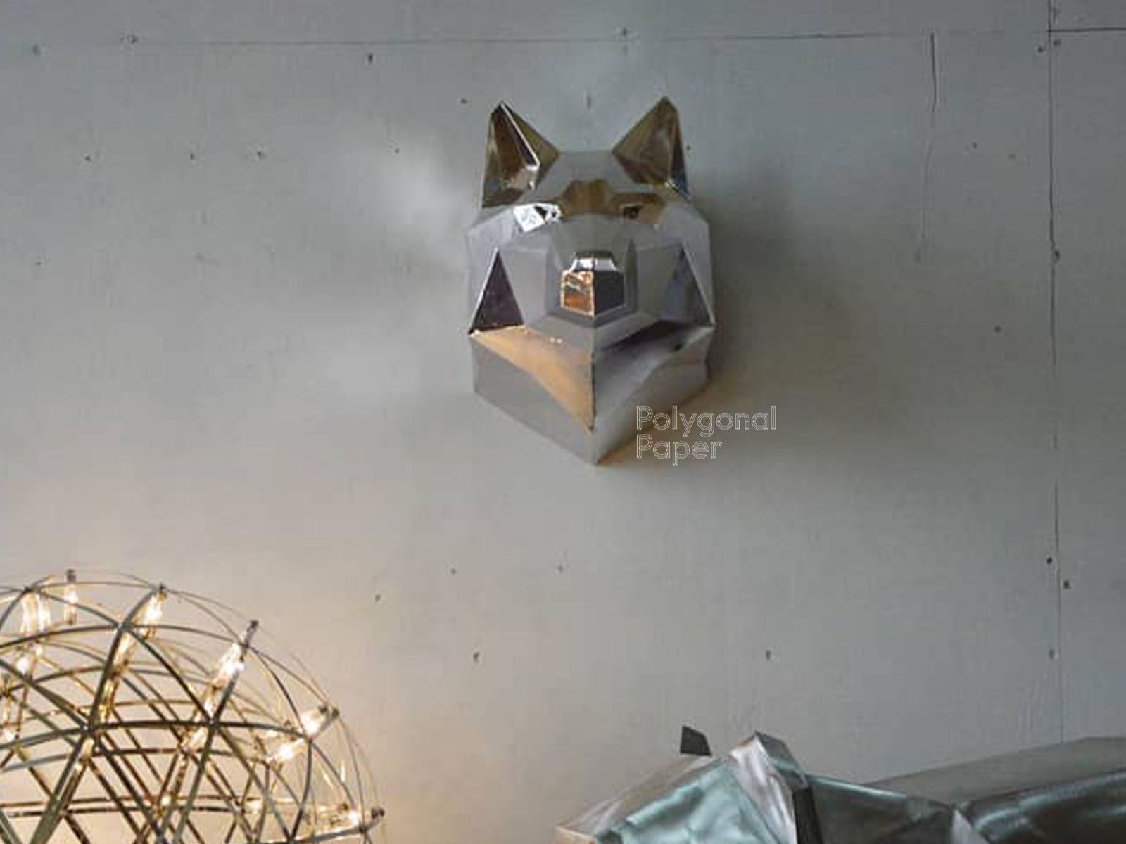 Polygonal Paper — Metal Template: Wolf Head