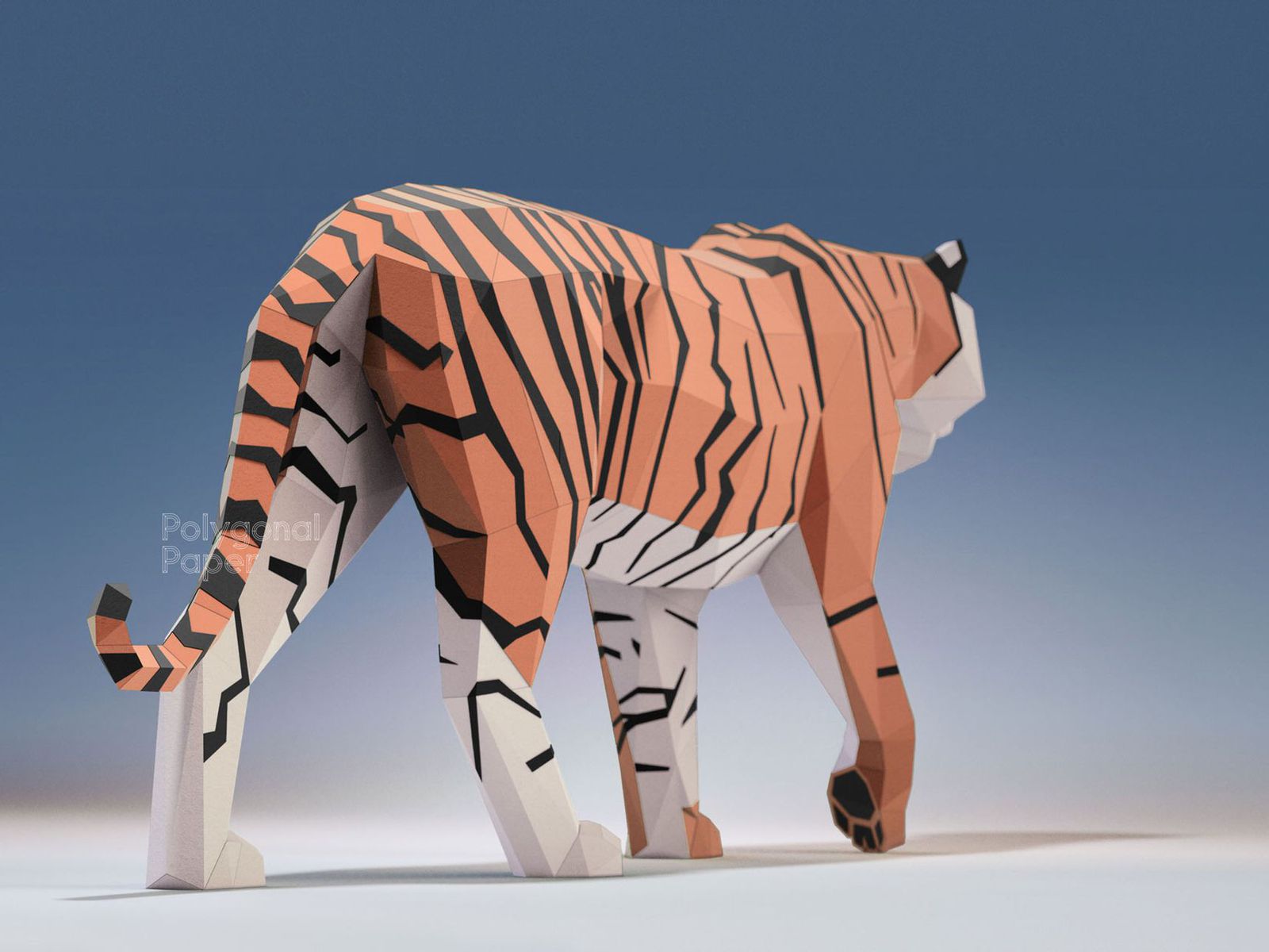 Polygonal Paper — Tiger: Papercraft Scheme for Printing