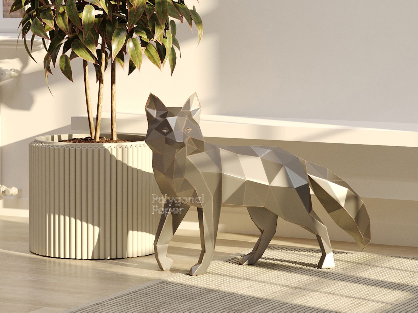 Polygonal Paper — Metal Template: Fox