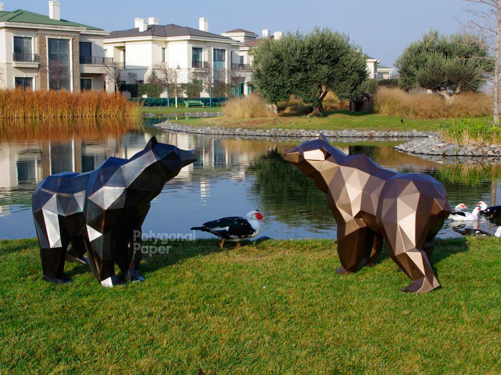 Polygonal Paper — Metal Template: Bear